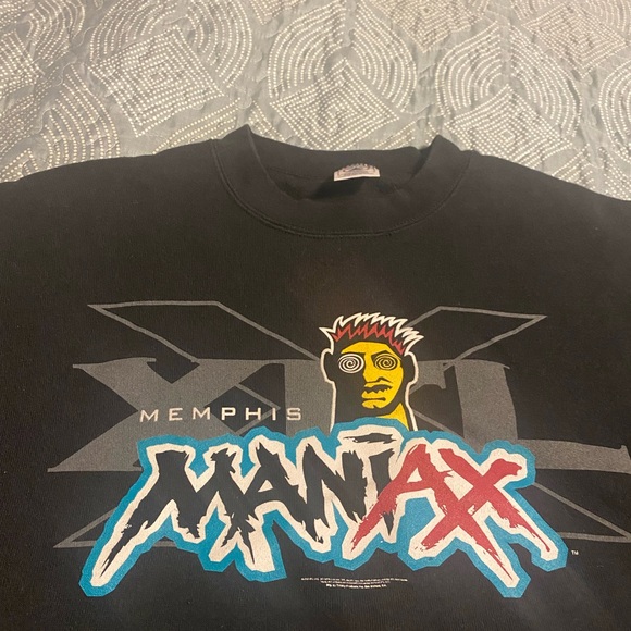 Vintage | Sweaters | Vintage Xfl Memphis Maniax Crewneck Logo Is Amazing Black Large Clean ...